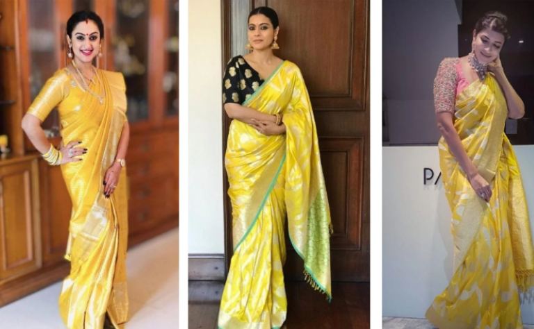 Styling a Plain Yellow Saree with Stunning Contrast Blouses