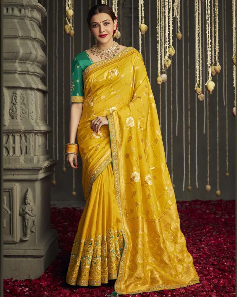 Styling a Plain Yellow Saree with Stunning Contrast Blouses